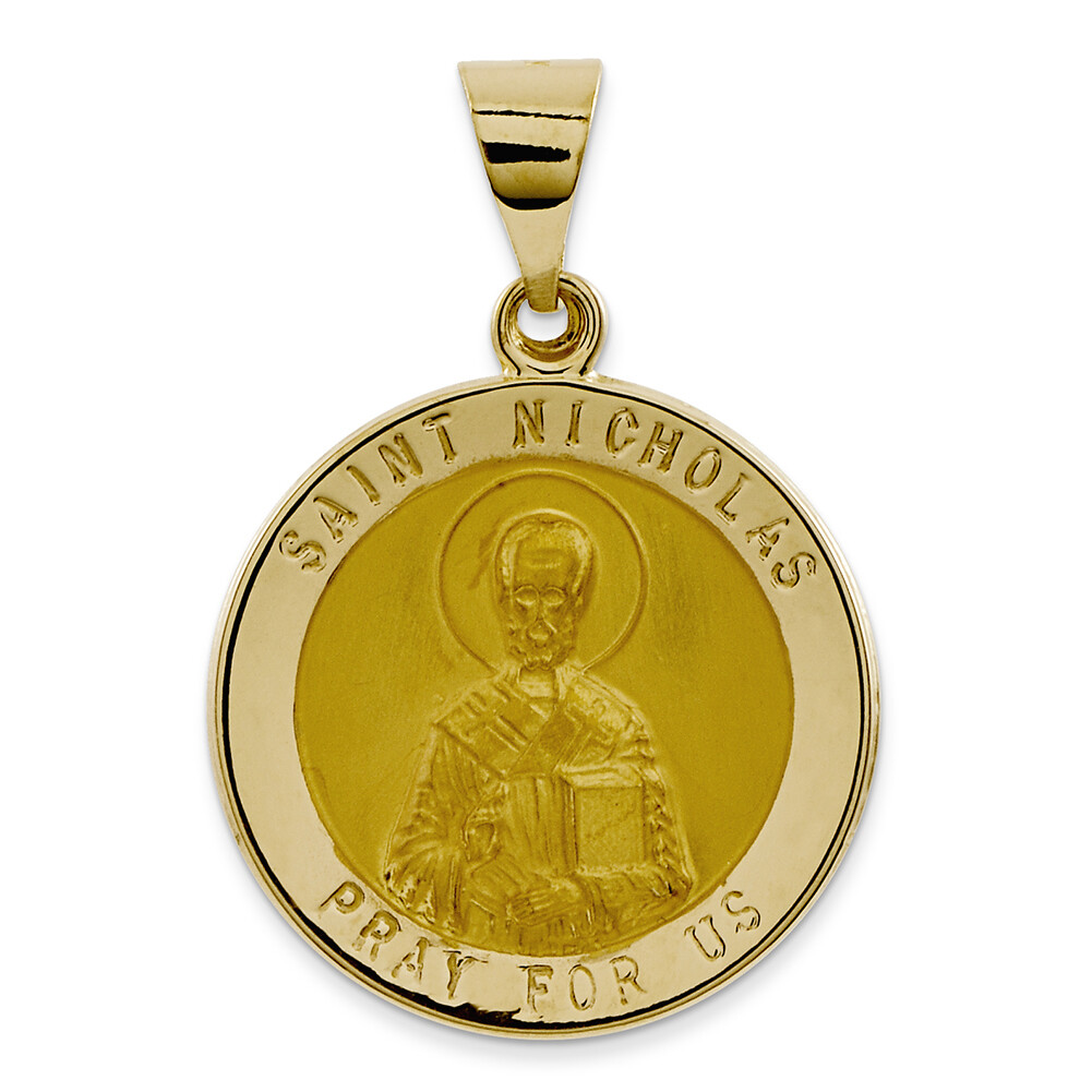 14k Yellow Gold Polished and Satin St. Nicholas Medal Pendant XR1371 | eBay