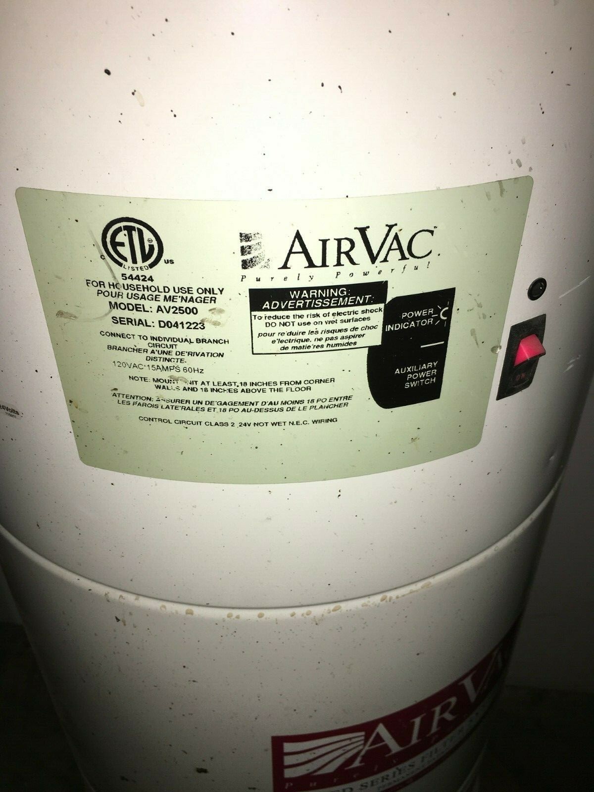 Red Series AirVac Central Vacuum DIRT CANNISTER 0046034883905 | eBay
