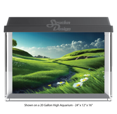 Plain Grassy Landscape Polyester Fish Tank Glass Backdrop Aquarium ...