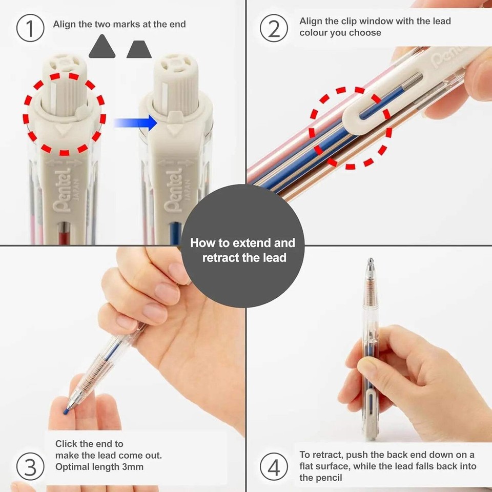 Pentel Art Multi 8 Mechanical Colored Pencil with 12 Color Lead Refills ...