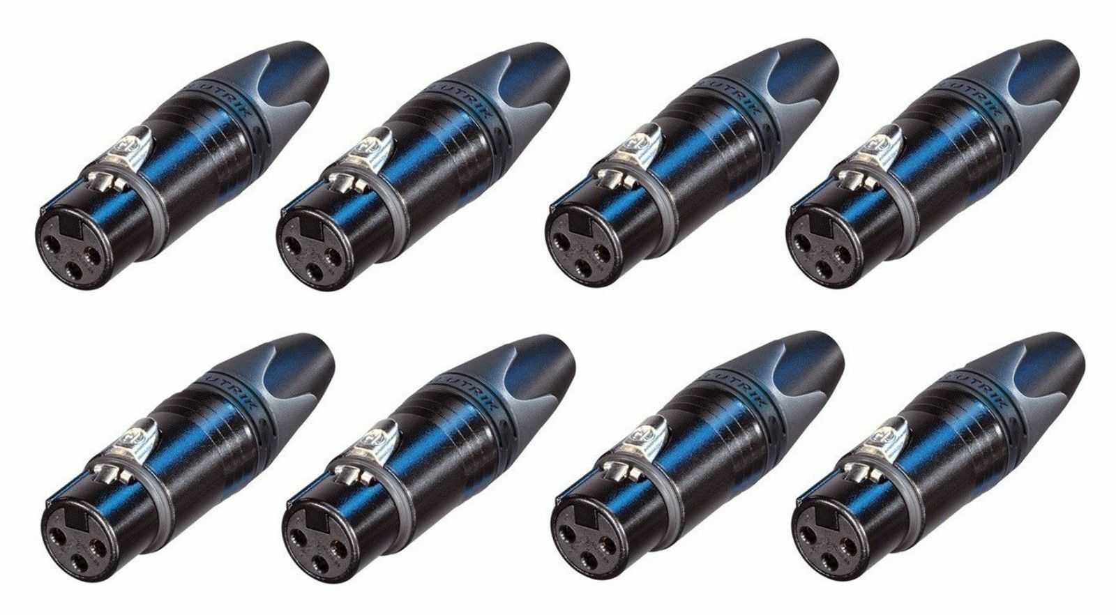 (8 PACK) NEUTRIK NC3FXX-B 3-Pin XLR Female Cable Mt Connector Black w ...