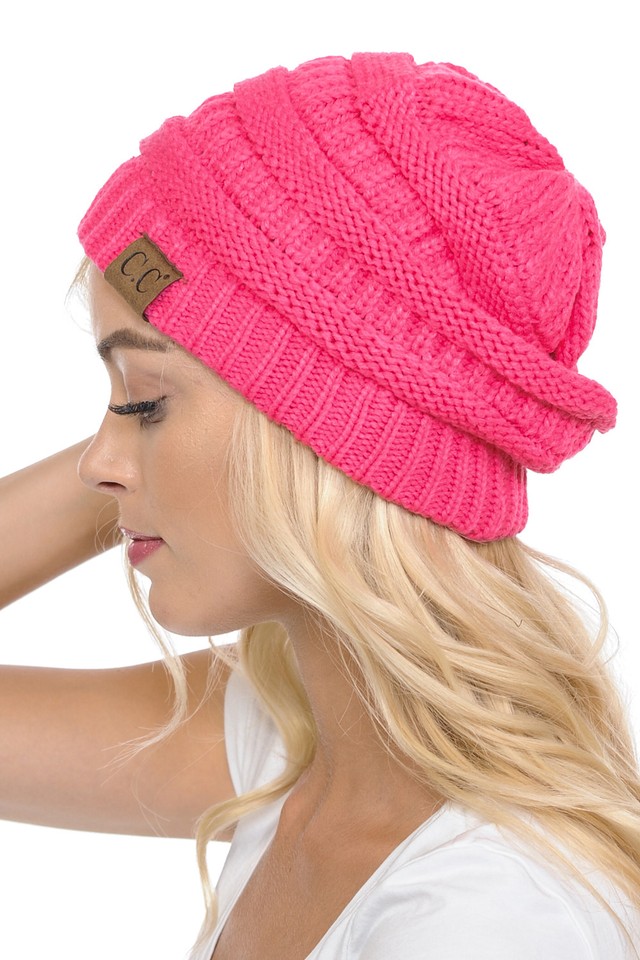 Brand New CC Beanie Womens Cap Hat Skully Unisex Slouch Color Cable ...