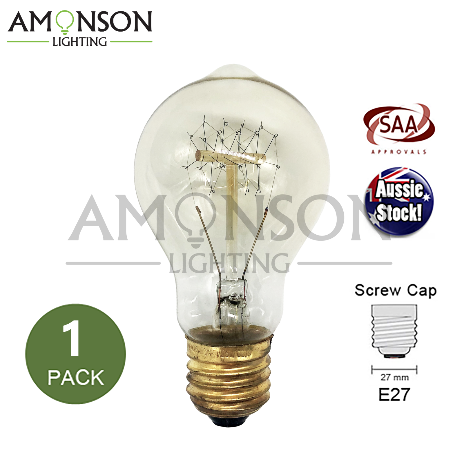 Amonson Lighting NEW Vintage Industrial Edison Filament Light Bulb E27 ...