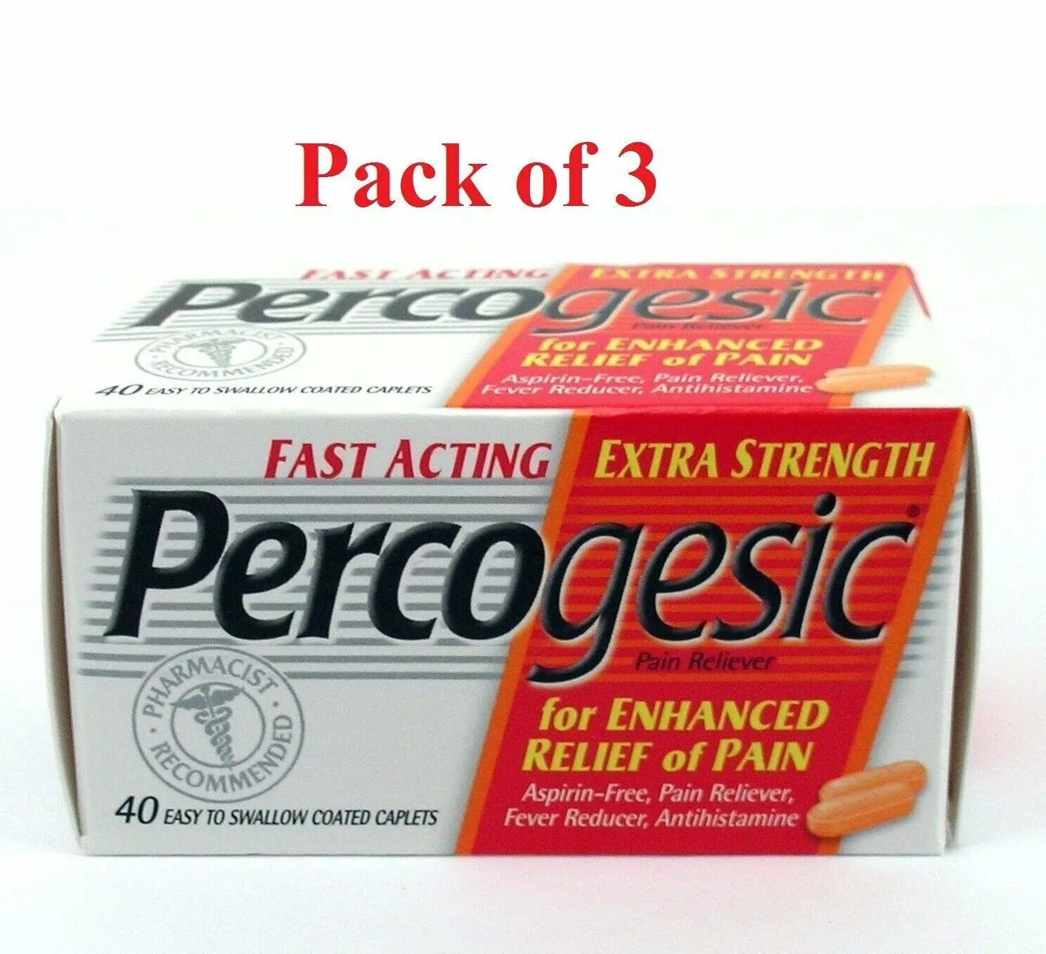 Percogesic Fast Acting Extra Strength Pain Relief Coated Caplets 40 ...