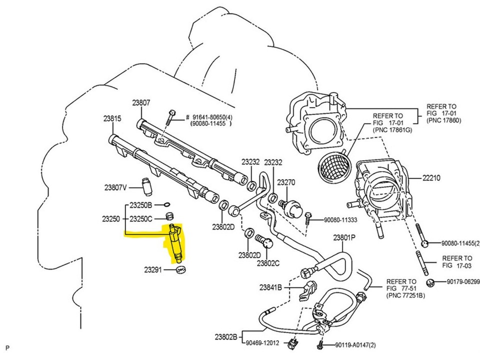 Toyota Lexus OEM Fuel Injector 23209-0P040 23209-31050 232090P040 ...