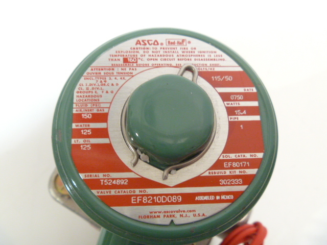 1" ASCO Red Hat EF 8210D089 316ss Threaded Solenoid Valve for sale ...
