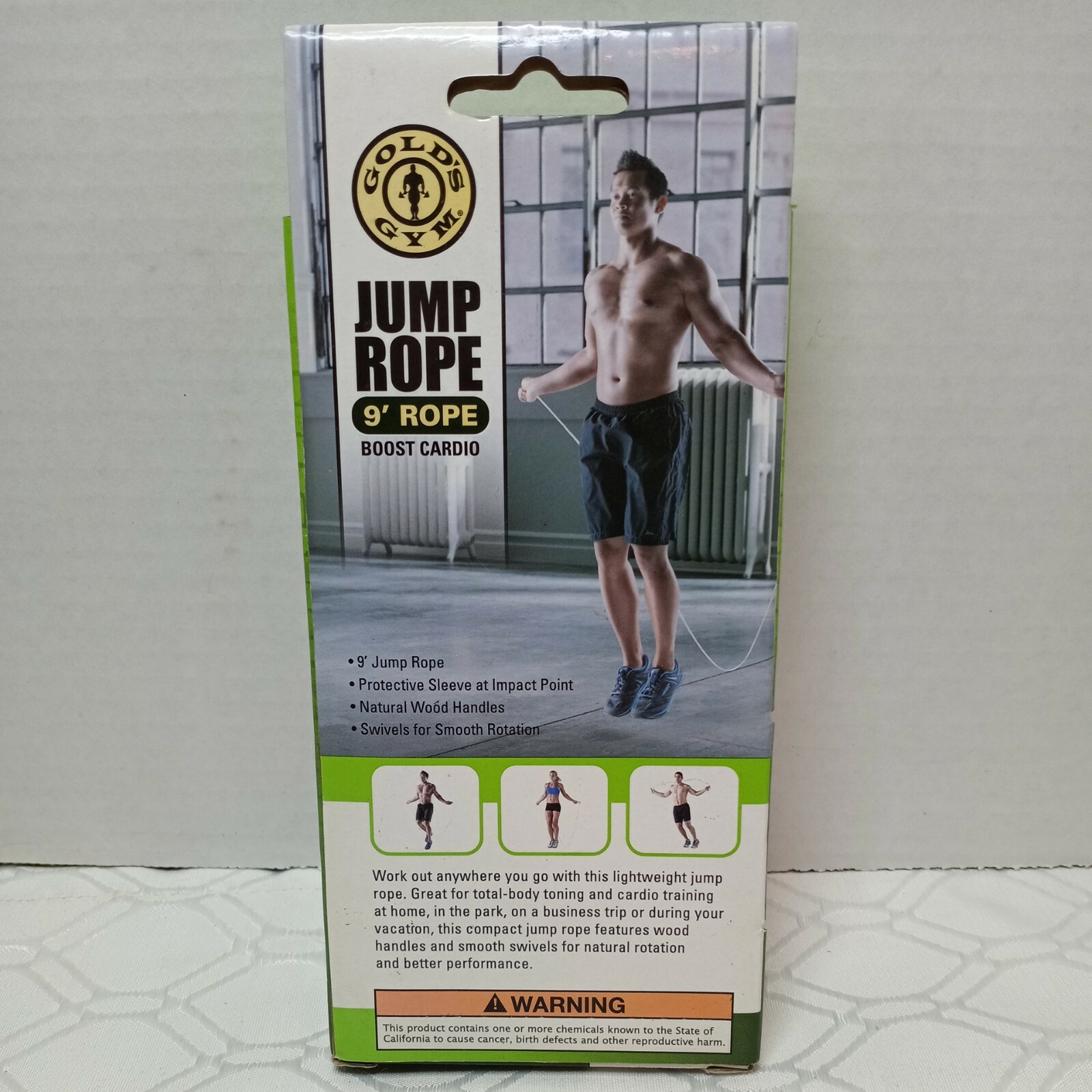 GOLDS GYM 9' Wooden Handle Jump Rope NYLON New In Package | eBay