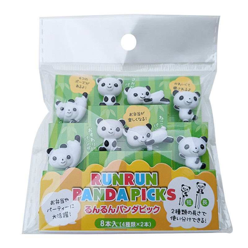 8pcs/set Mini Cartoon Panda Fruit Fork Kids Snack Dessert Picks ...