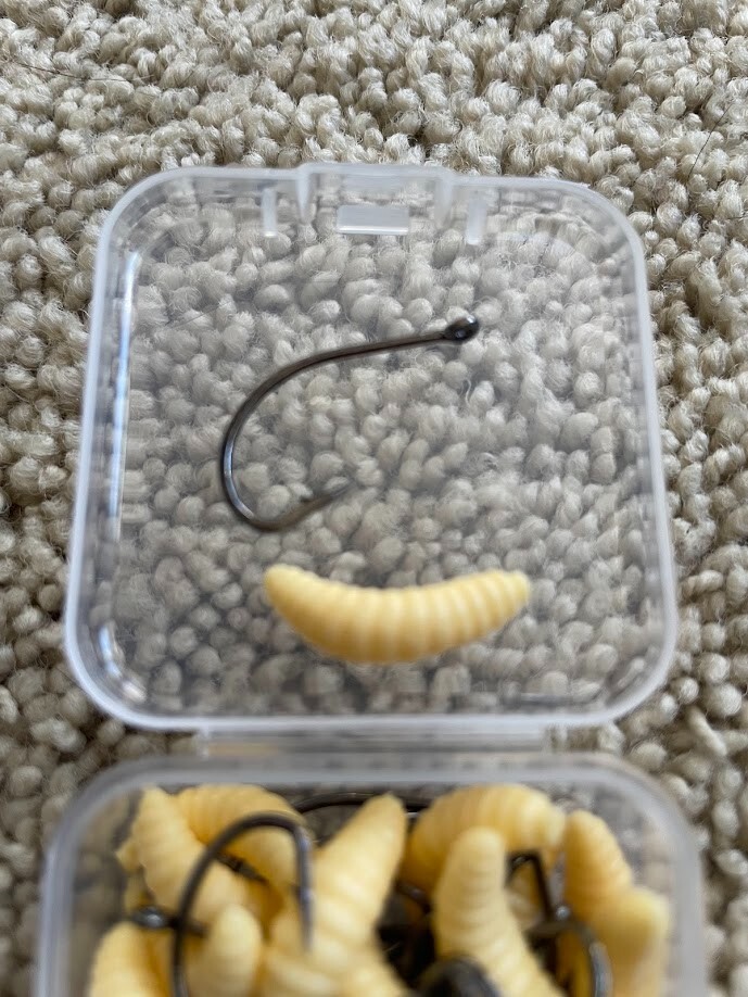 20x #10 BH Rubber Worm Grub Honey Gold Wet Fly Trout, Crappie Pan Fish w/Hook | eBay