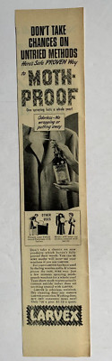 1946 Larvex Mothproofing Print Ad 13inx3in Proven Moth Protection | eBay
