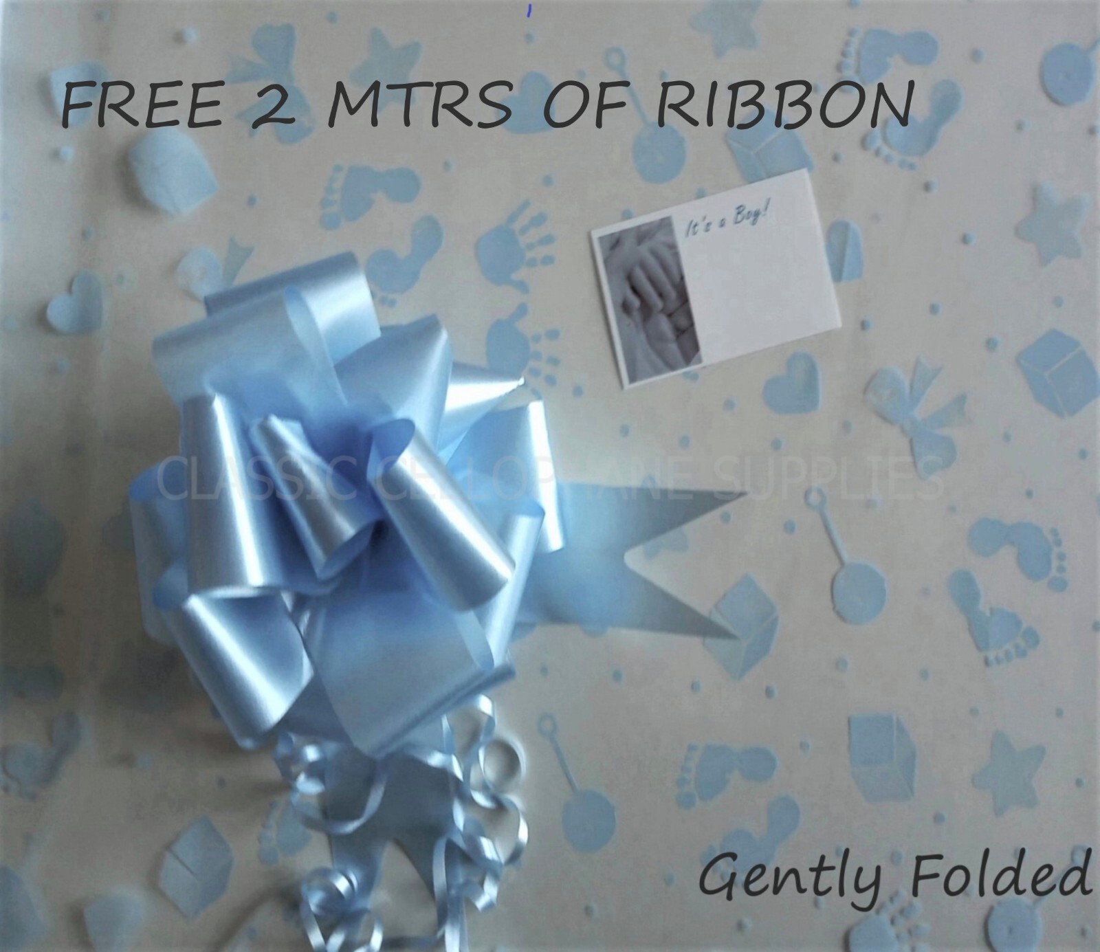 BLUE Baby Boy Cellophane gift wrap baby shower hamper bag nappy cake ...