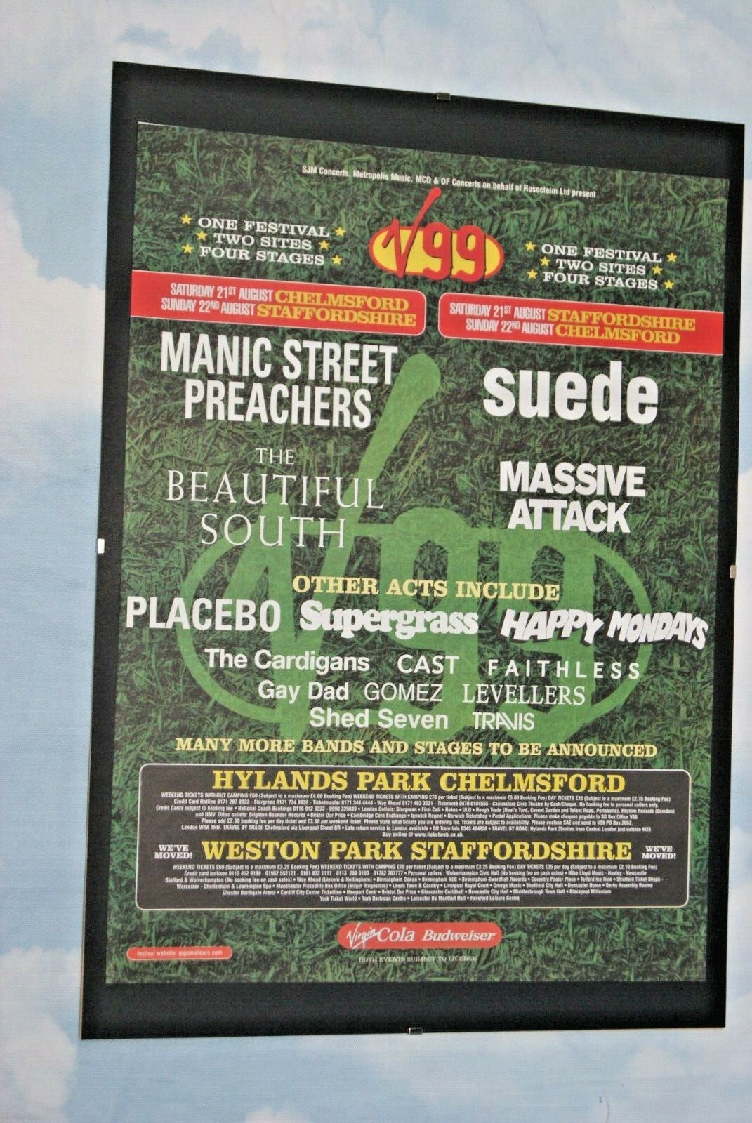 V97 rock festival LARGE A3 frameless mounted original promo ART 1999 ...