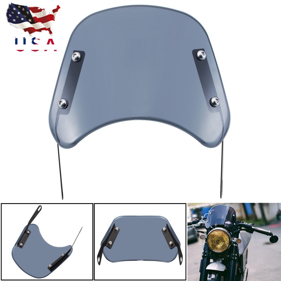 Smoke Universal Motorcycle 5-7'' Round Headlight Fairing Windshield ...
