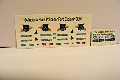 Indiana State Police Trooper 1/64 Water slide Decal Set Fits GL Police ...