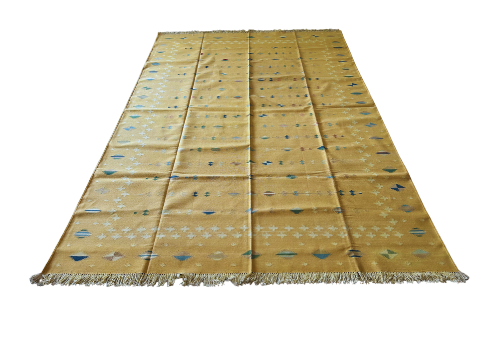 HANDWOVEN Cotton Panja Dhurrie AREA RUG 6x9FT INDIAN Modern Decor ...