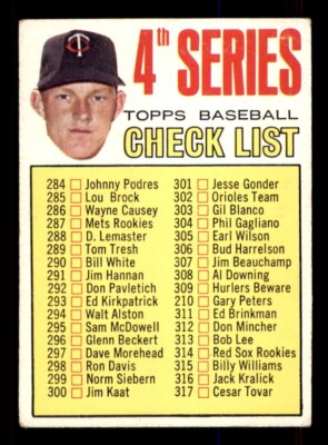 1967 Topps Baseball #278 4th Series Checklist 284-370 VG *e2 | eBay