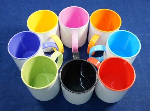 48x Inner & Handle Color 11oz Polymer Mug without gift box for dye ...