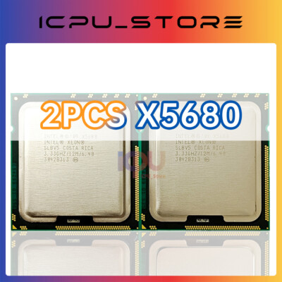 2PCS Intel Xeon X5680 SLBV5 3.33 GHz 6Cores 130W LGA1366 CPU Processor ...