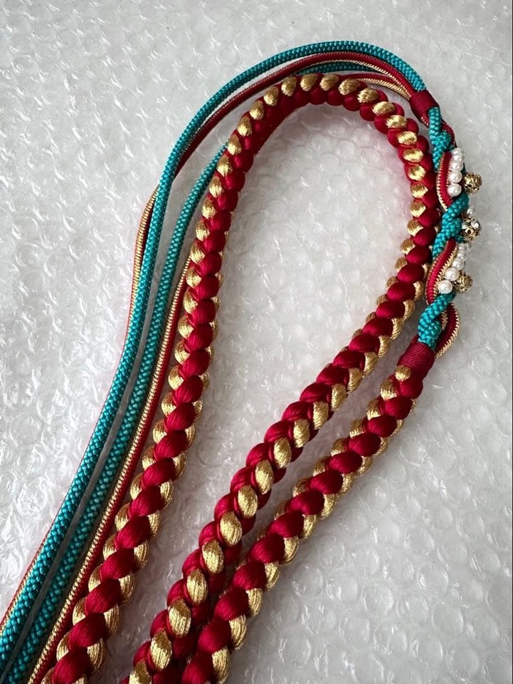 Red Silk Shibori Obiage & Obijime Set for Furisode, Used/Unused ...