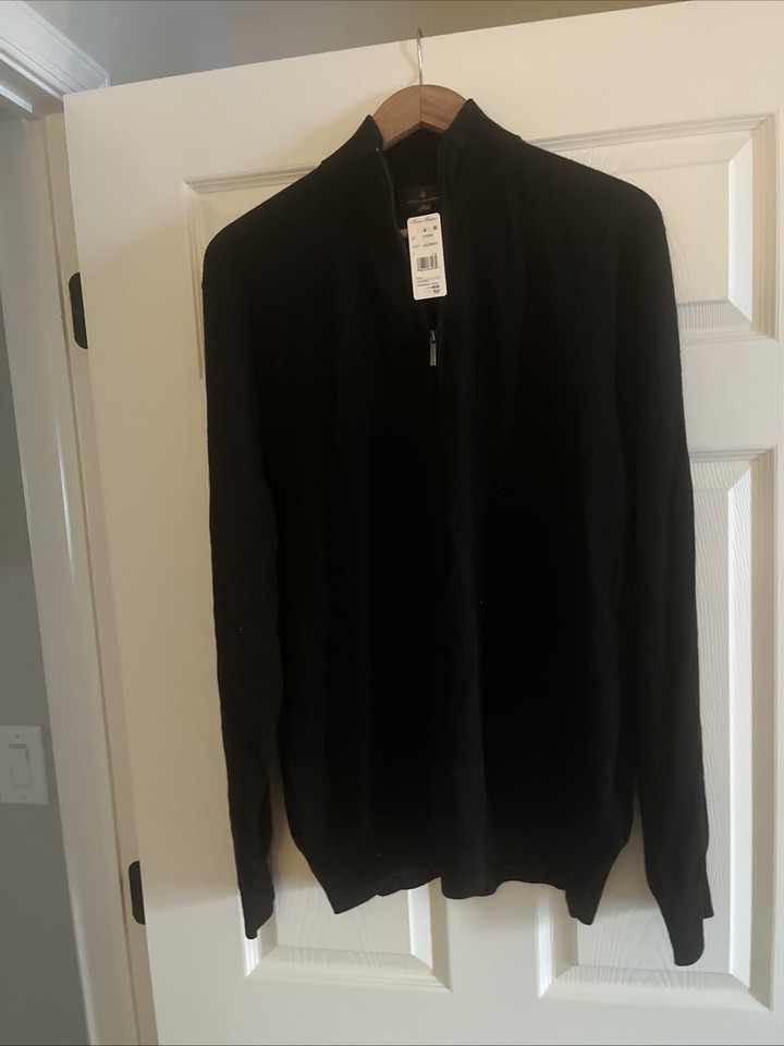 brooks brothers xl black zip sweater | eBay