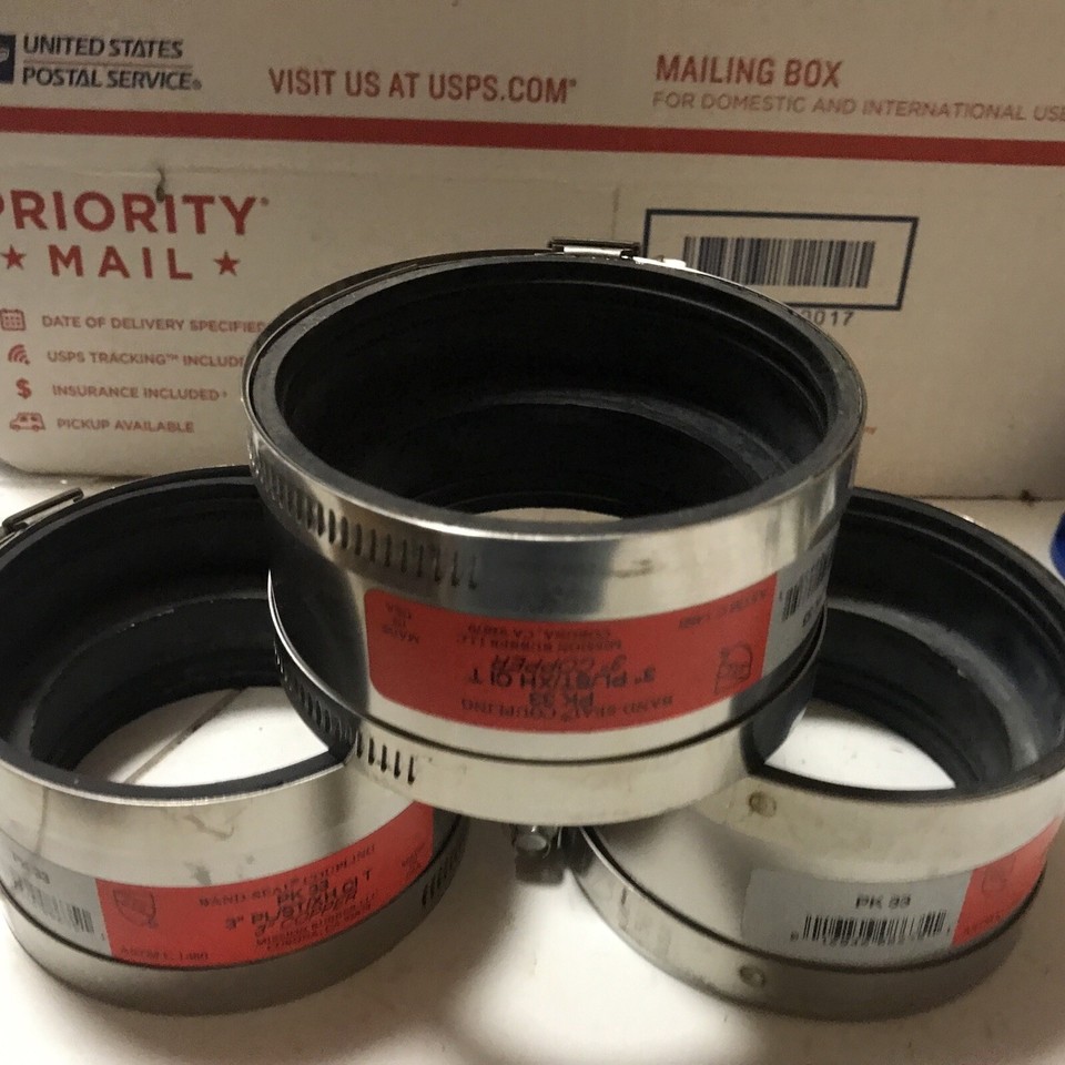 3 BAND SEAL 3" PL/ST/XH CI T 3" CI PLASTIC Copper PIPE COUPLING 300033 ...