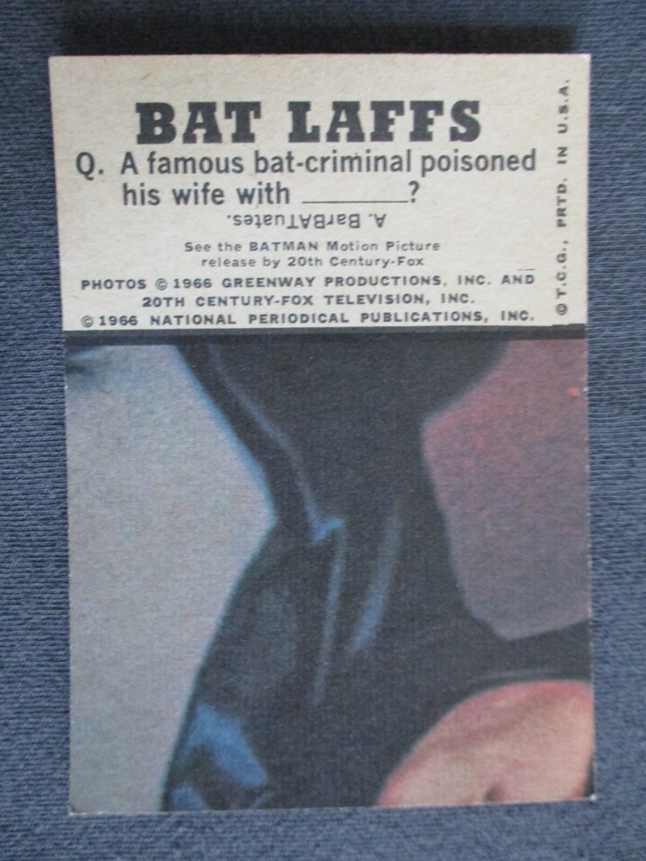 1966 Batman Bat Laffs Card #53 Adam West Pins Cat Woman Lee Meriwether ...