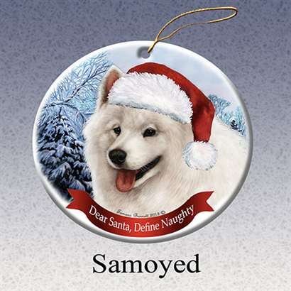 Holiday Pet Gifts Samoyed Santa Hat Dog Porcelain Christmas Tree ...