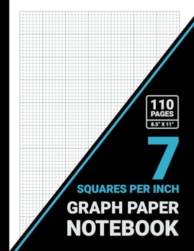 Graph Paper 7 Squares Per Inch Notebook: 1/7 Inch Squares, 7x7 Grid ...