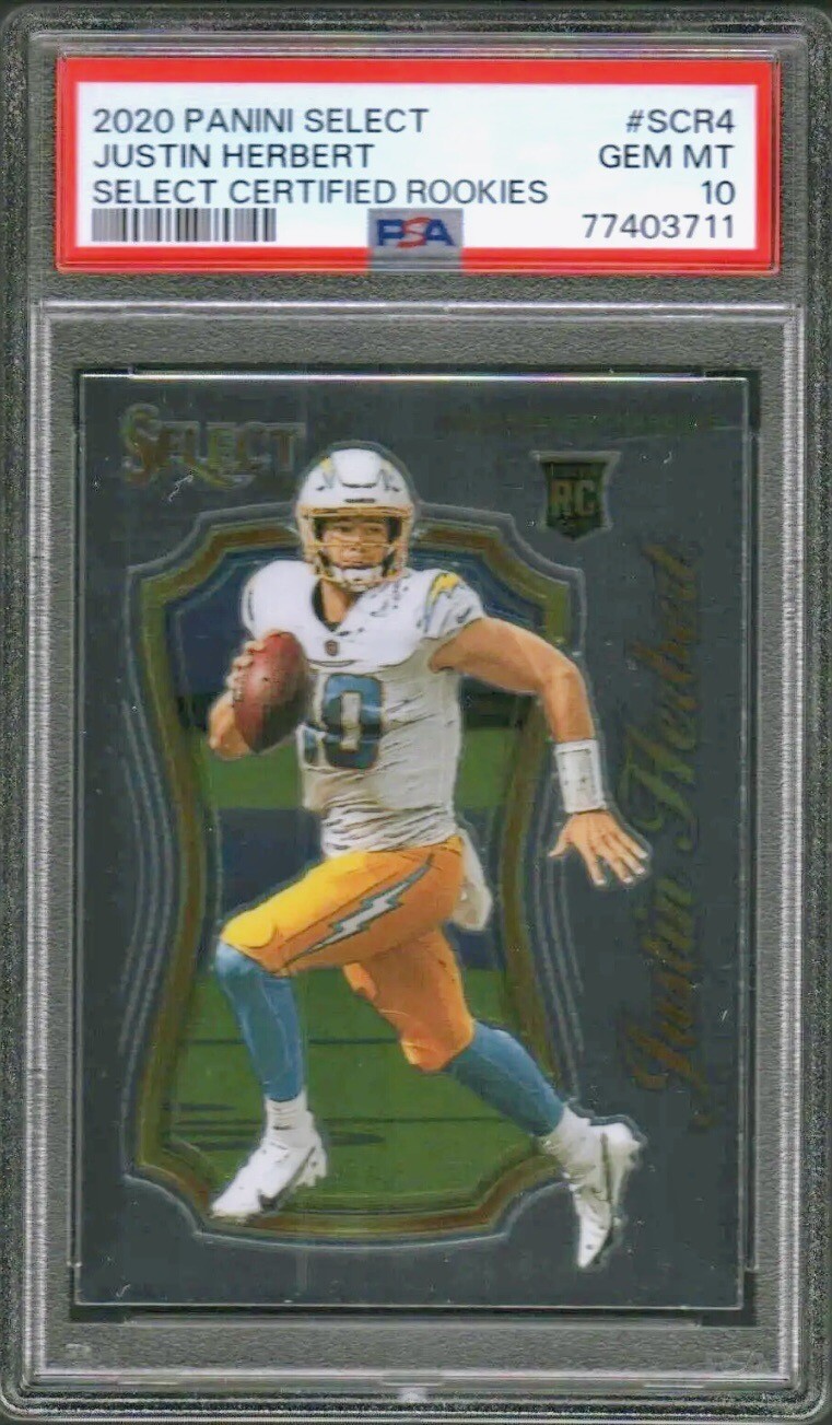 JUSTIN HERBERT NFL RC 2020 PANINI SELECT CERTIFIED ROOKIES #SCR4 PSA 10 ...