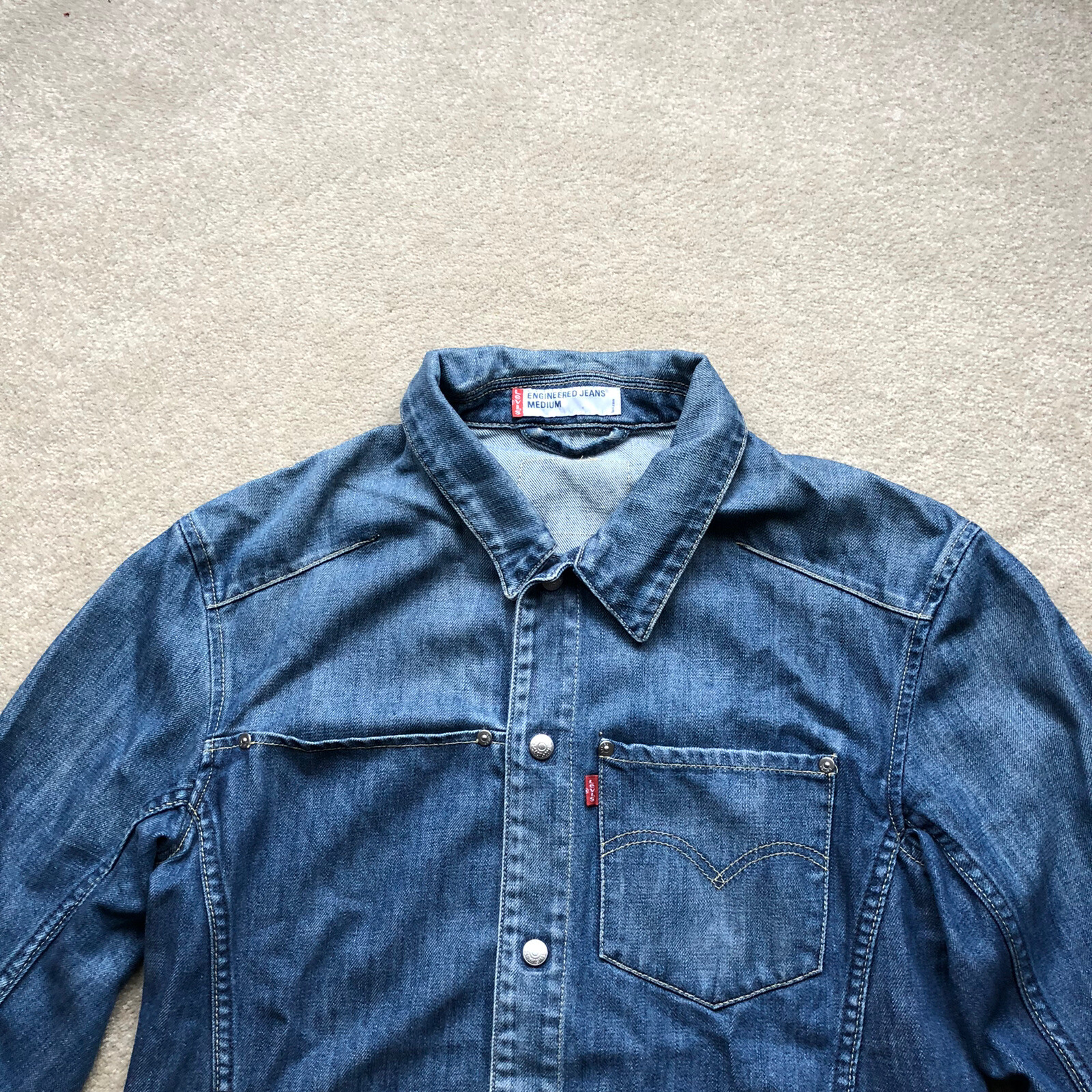 Levi’s Engineered Jeans Snap Button Denim Jacket Blue… - Gem