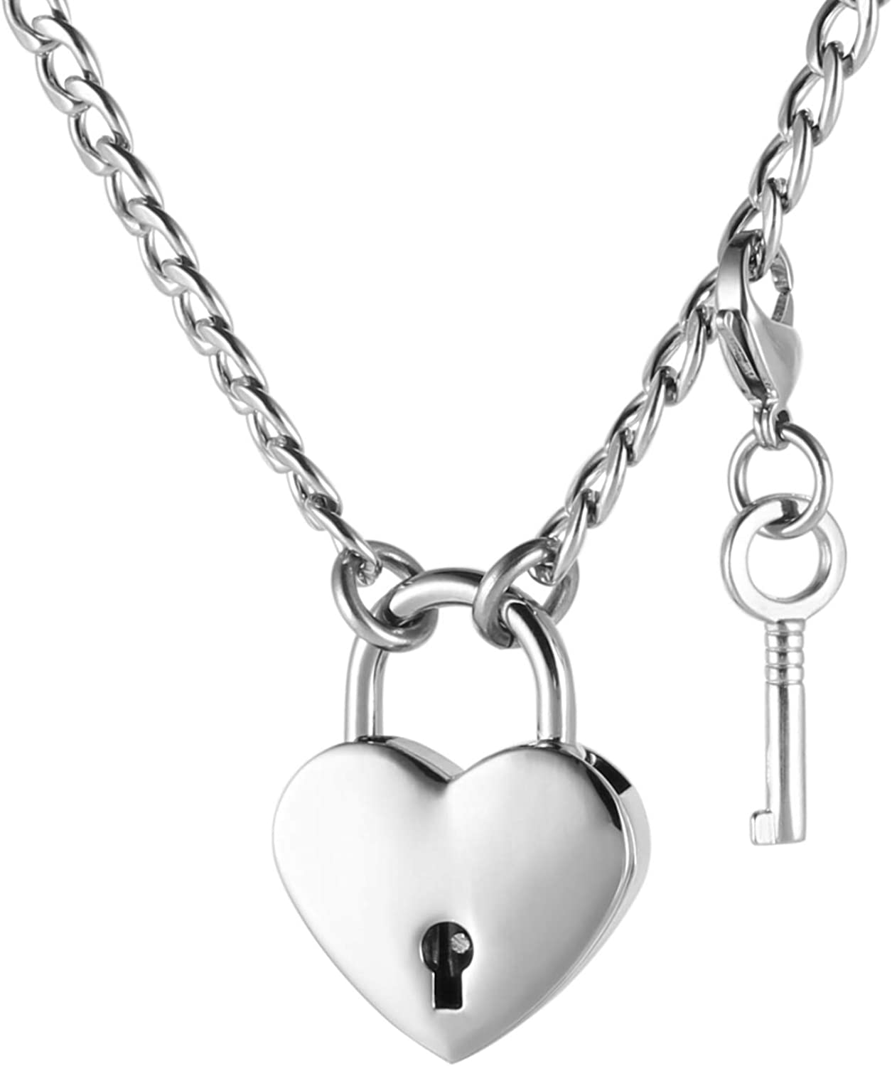 Lover Heart Padlock Necklace Padlock Collar Choker for Men Women with ...