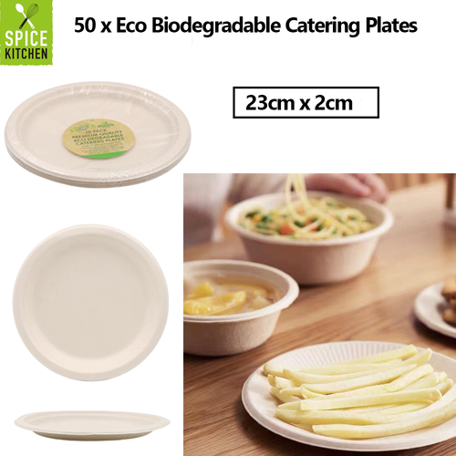 50 x Disposable Catering Plates Dinner Dessert Salad Snack Plates Party ...