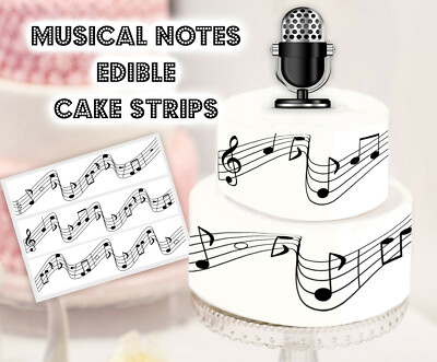 Music notes Edible Image Cake Strips Cake Topper Rock Disco Karaoke ...