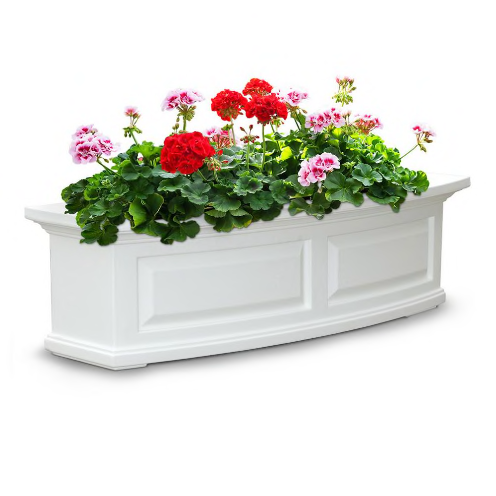 Self Watering Window Box Garden Planter Rectangular White Plastic 36 X ...