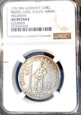 1752 IBH German States Brunswick Luneburg Wildman 1/3 Taler NGC AU ...