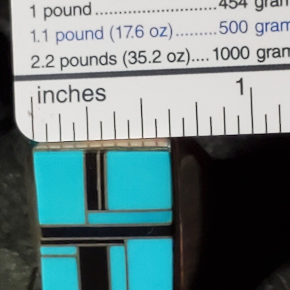 Navajo WILBERT GRAY Turquoise, Jet Inlay Sterling Silver Ring 11.25 | eBay