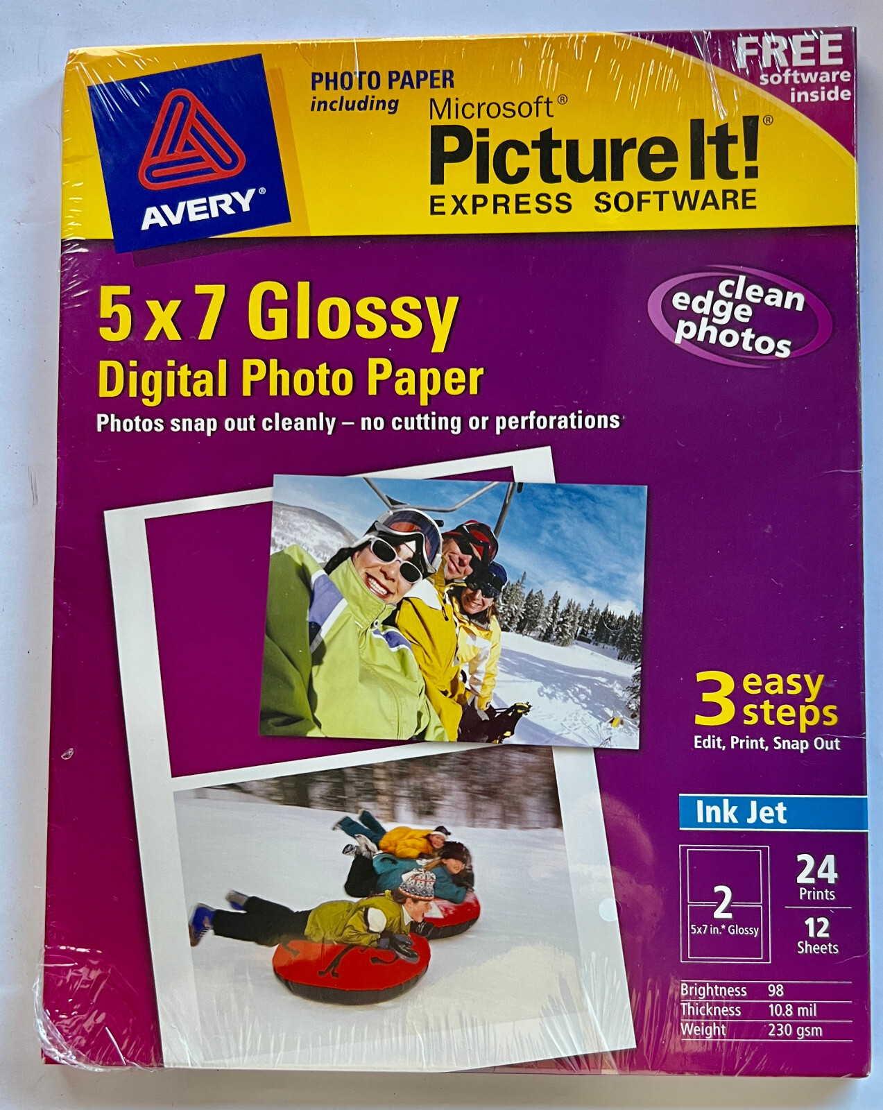 AVERY Digital Photo Paper 5" x 7" Glossy Prints w/ Expres Software-24 ...