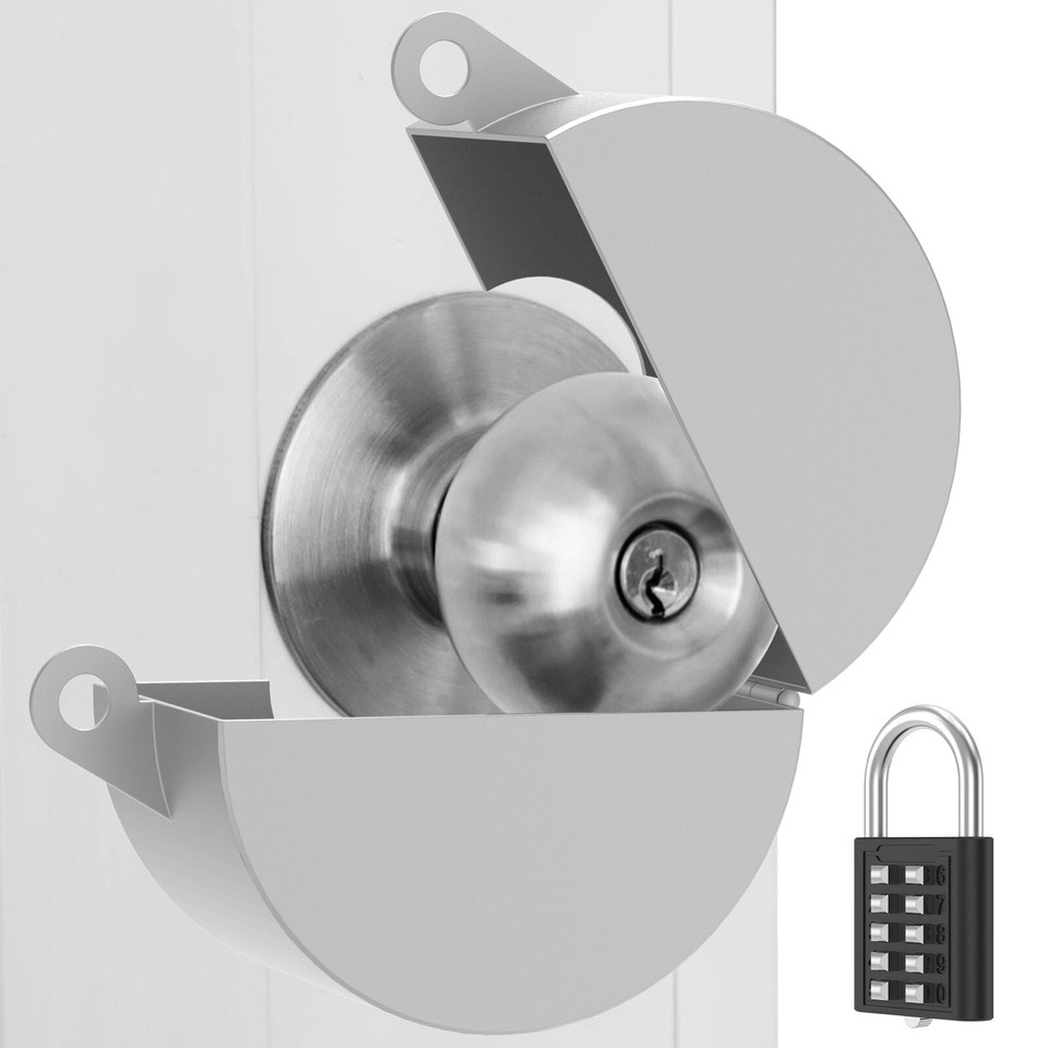 Door Knob Lockout Device with Padlock Durable Iron Door Handle Lock ...