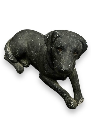 Vintage 1991 Sandicast Laying Black Lab Dog Puppy Sculpture Signed USA ...