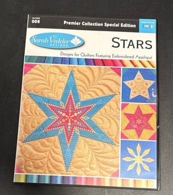2010 Sarah Vedeler Designs, Stars Embroidery Applique #008 USB Multi ...