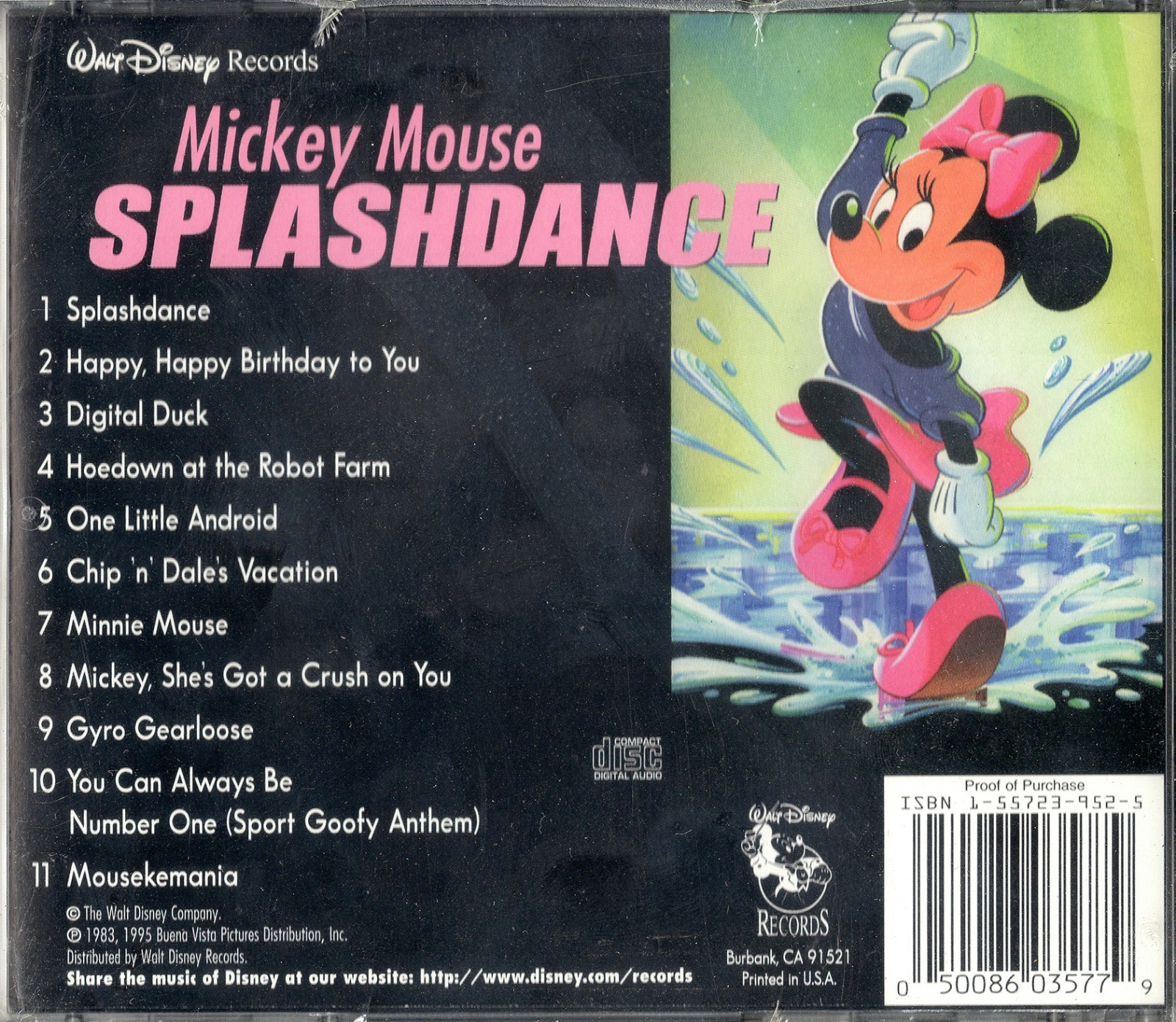 NEW Mickey Mouse 1980s Splashdance CD 1995 Walt Disney Records RARE OOP ...