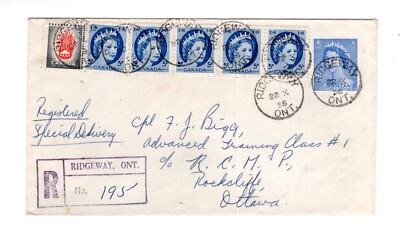 Canada ONT Ontario - Ridgeway 1956 Uprated Stationery - Registered RPO ...