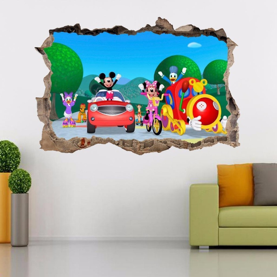 Mickey Minnie Mouse Smashed Wall Decal Graphic Wall Sticker Art Mural ...