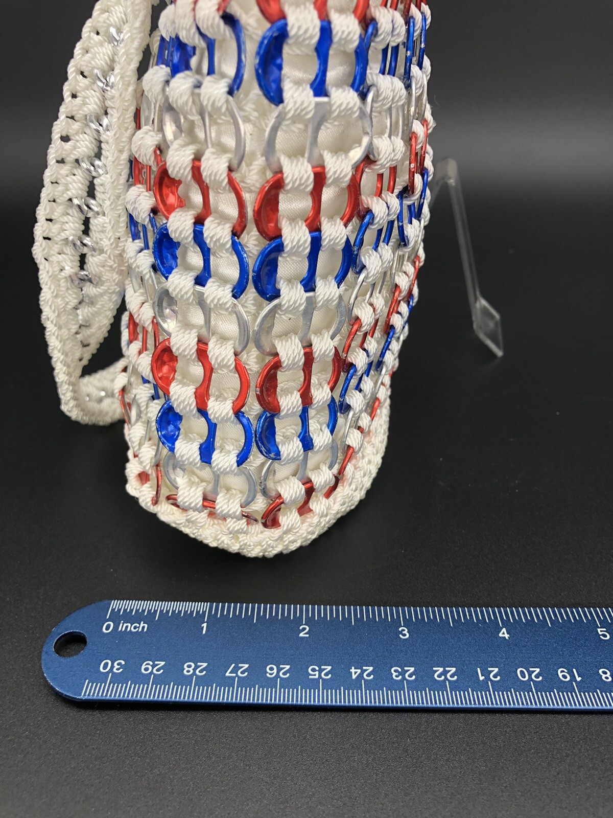 HANDMADE SODA POP TOP TAB WOVEN HANDBAG PATRIOTIC BAG RED WHITE & BLUE ...