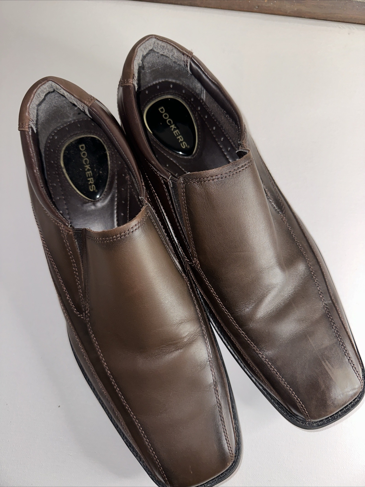 Dockers Franchise Men's 13M Brown Leather Slip On Loafer Dress Shoes ...