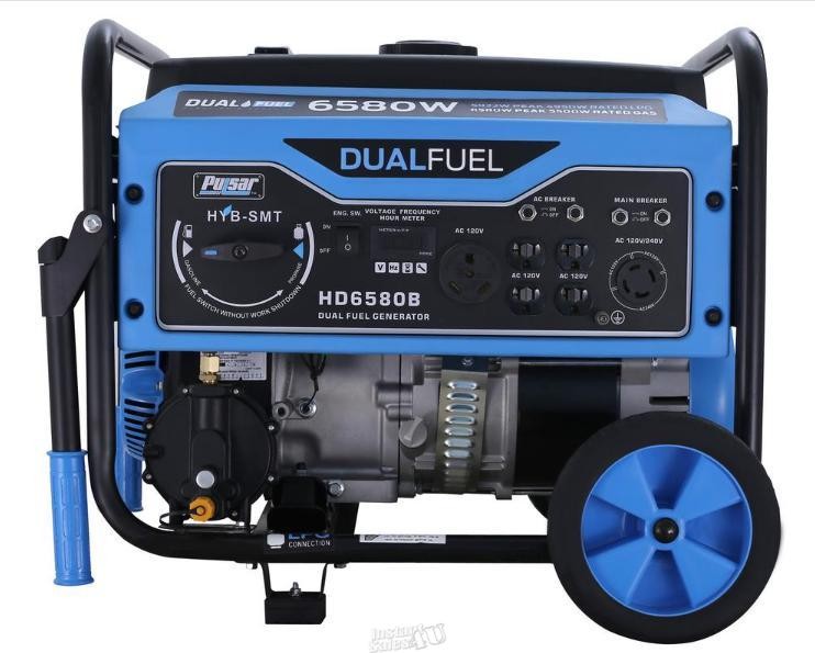 Pulsar 6580W Portable RV Ready Dual Fuel Gas Powered Generator Wheel ...