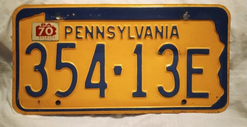 1970 PA Pennsylvania Car License Plate Antique Original Paint 35413E ...