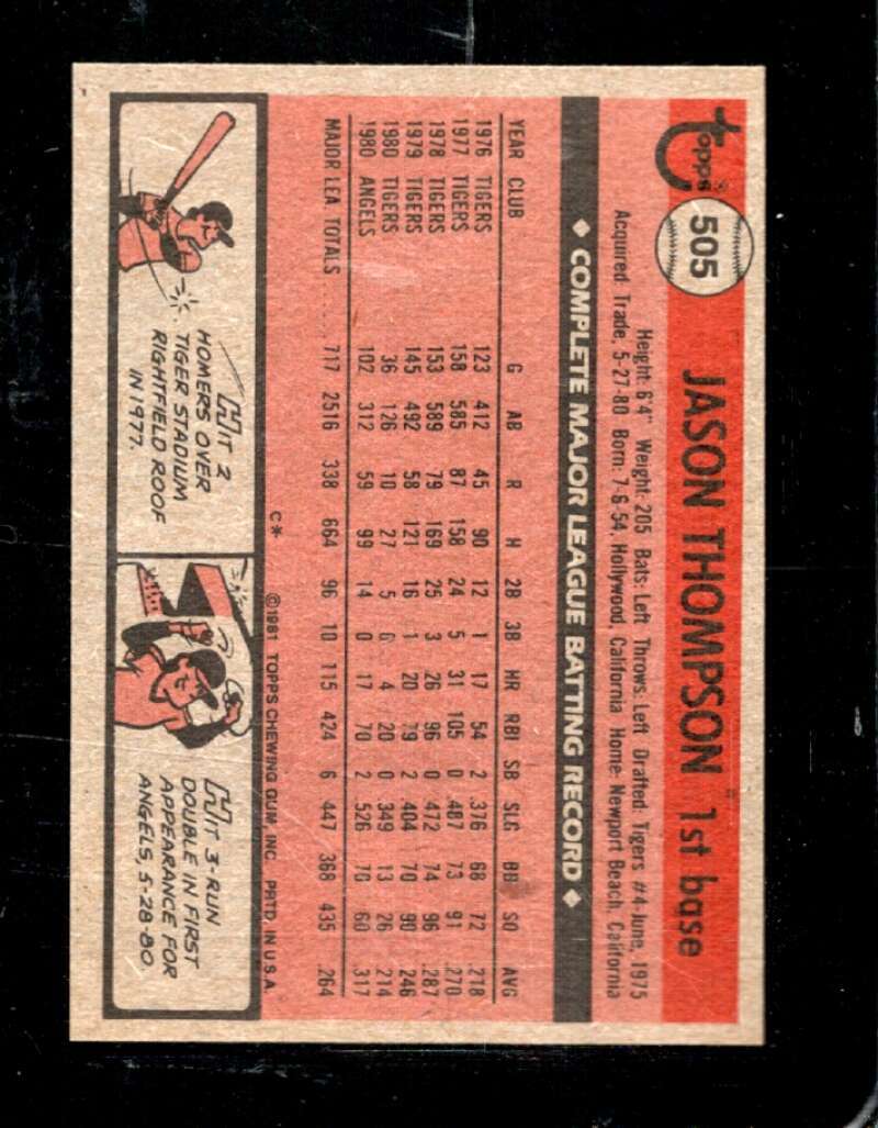 1981 TOPPS #505 JASON THOMPSON NMMT ANGELS | eBay