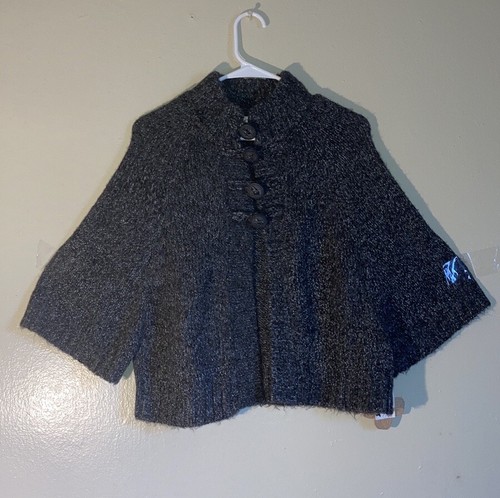 Grane 3/4Th Sleeve & Button Down Knitted Cardigan Poncho Sweater Size ...