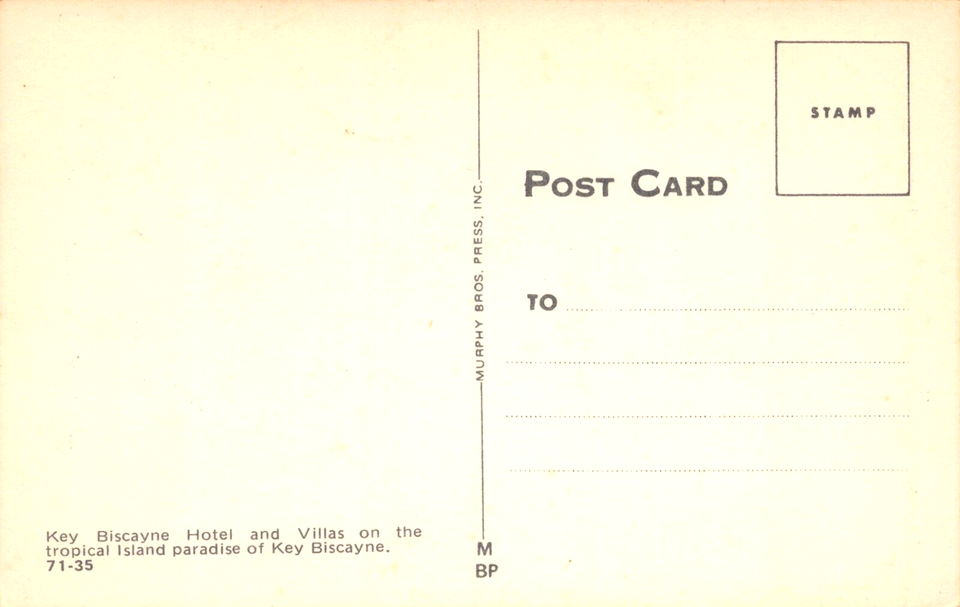 Key Biscayne Hotel And Villas On Florida's Tropical Island Vtg Postcard ...